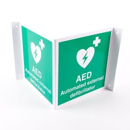 3D AED wall sign - defib green - First Person Medical